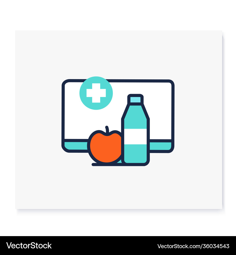 Nutrition therapy online color icon Royalty Free Vector