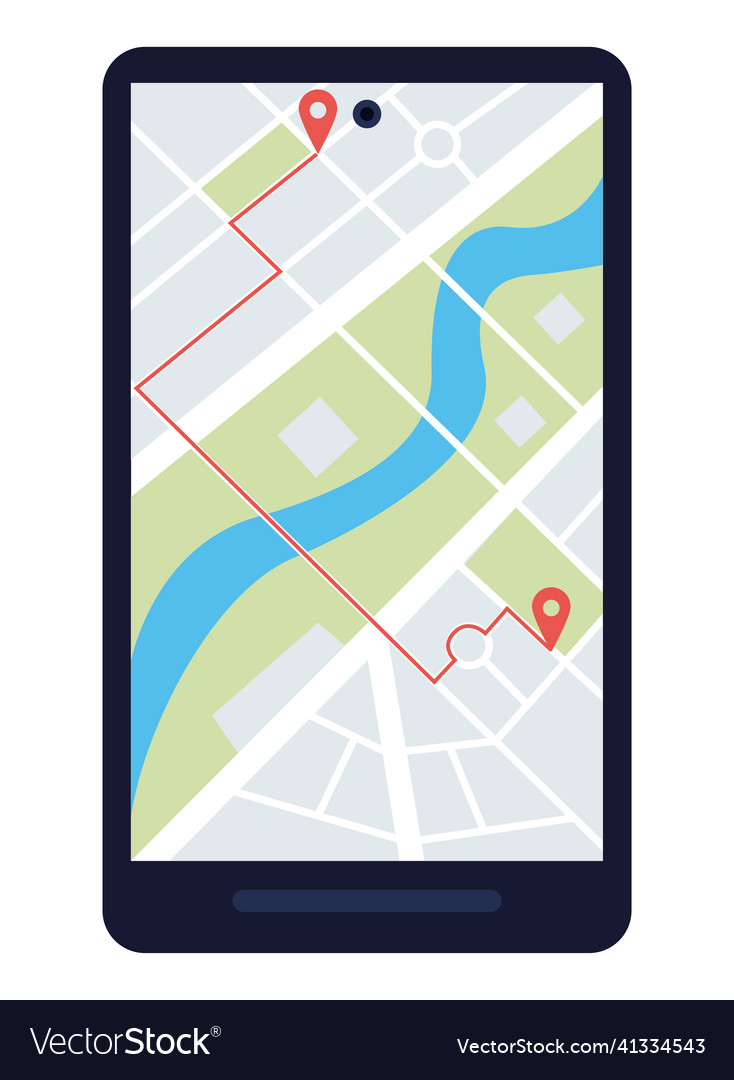Smartphone with gps route Royalty Free Vector Image