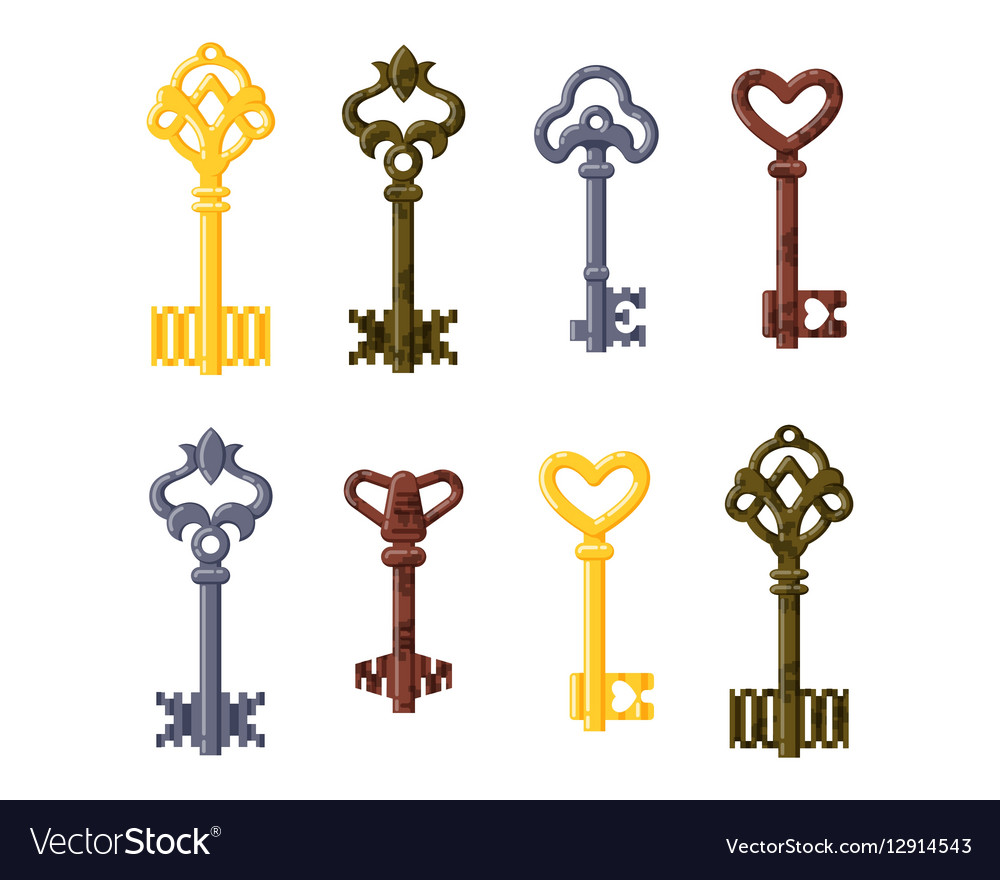 Vintage key isolated icon Royalty Free Vector Image