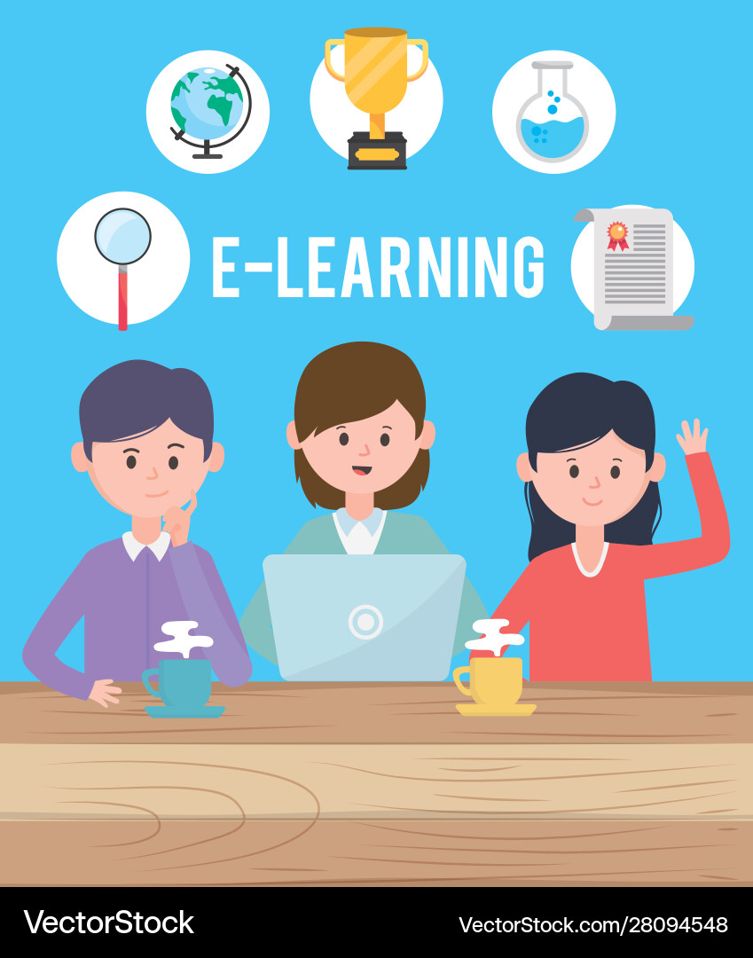 Avatar man and women learning online concept Vector Image