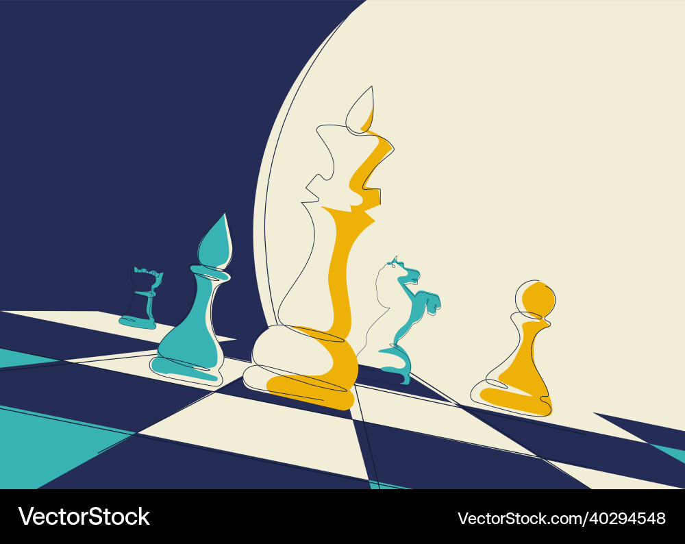 Banner with chess pieces on the board Royalty Free Vector