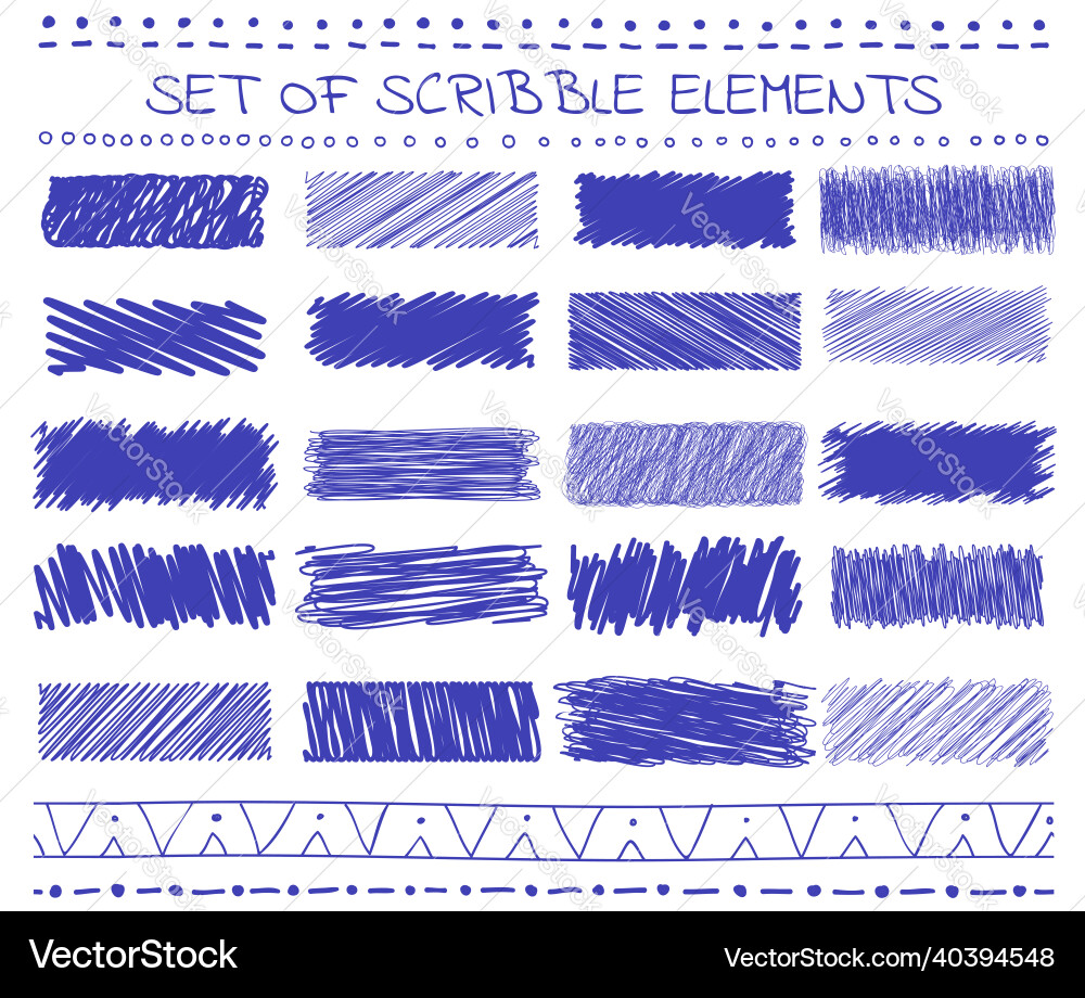 Collection of scribbled lines in hand drawn style Vector Image
