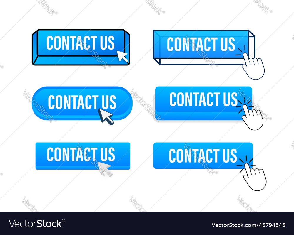Contact us button with pointer clicking Royalty Free Vector