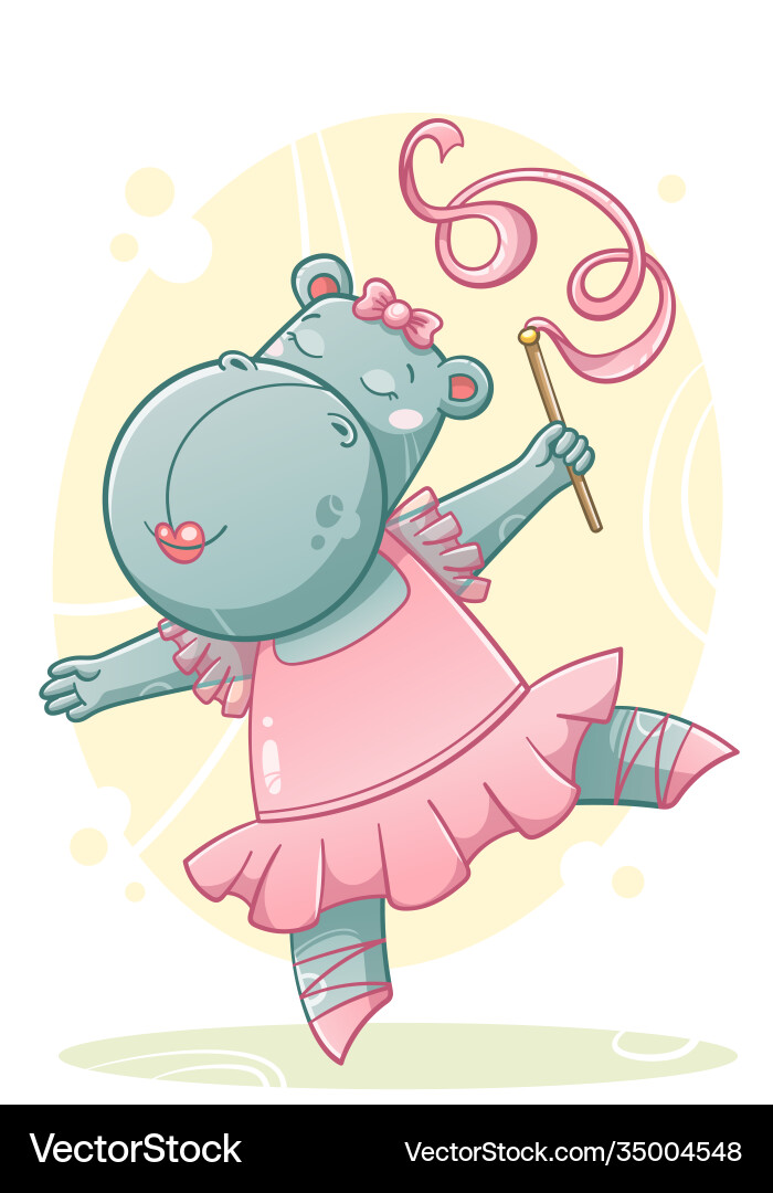 Cute dancing hippo Royalty Free Vector Image - VectorStock