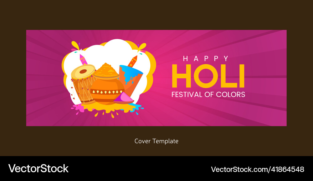 Happy holi cover page design Royalty Free Vector Image