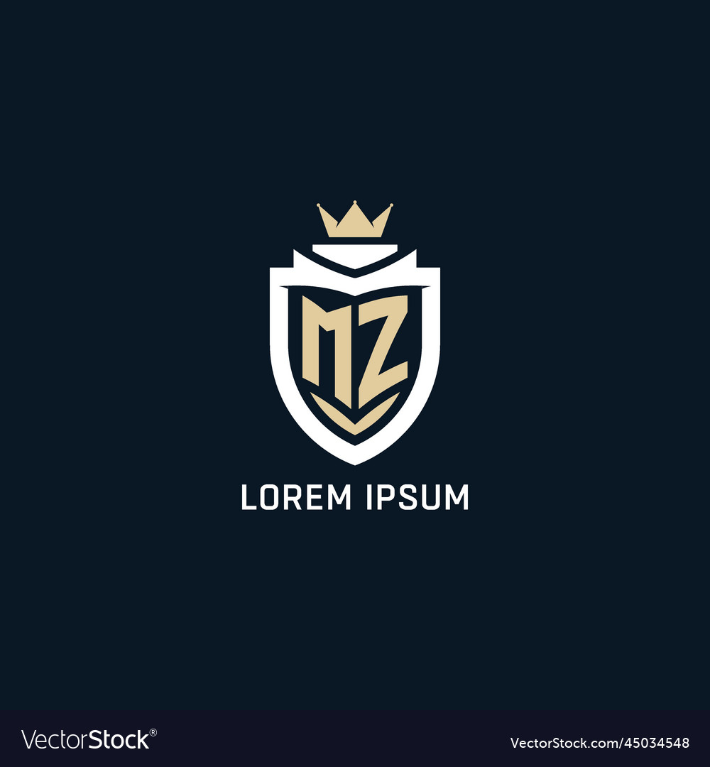 Initial letter mz shield and crown logo style Vector Image