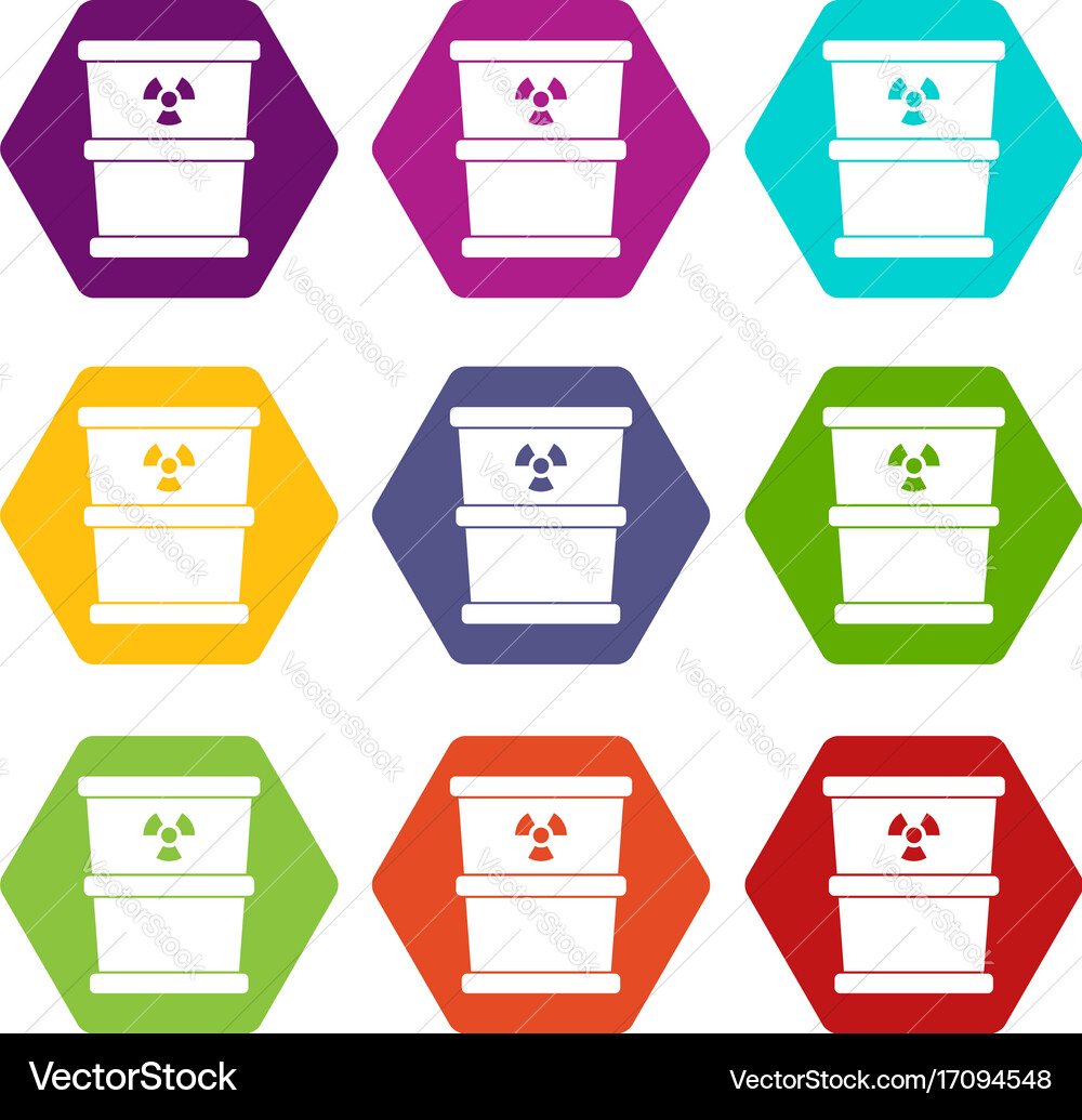 Trash can icon set color hexahedron Royalty Free Vector