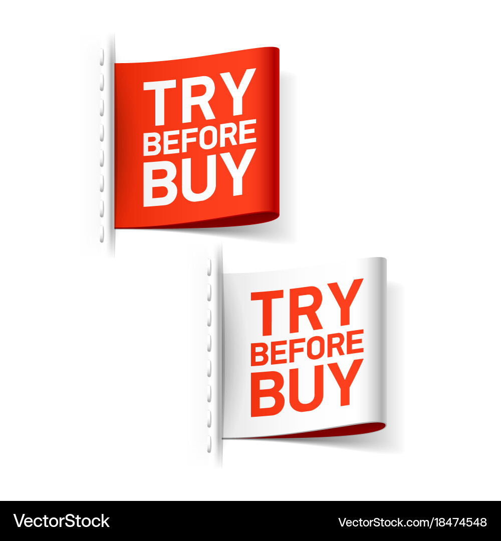 Try before buy labels Royalty Free Vector Image