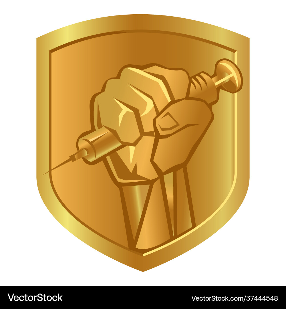 Vaccinated covid-19 shield health hand holding Vector Image