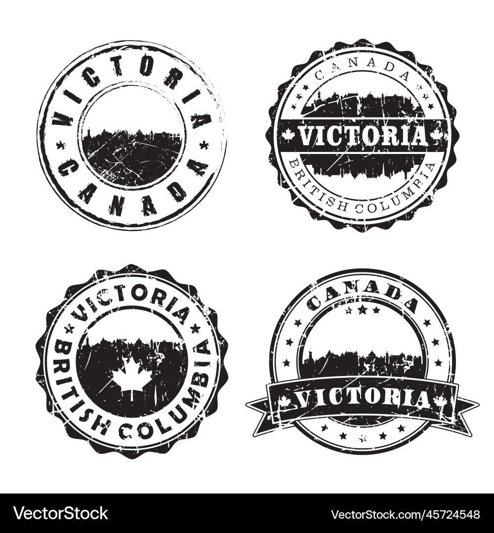 Victoria british columbia stamp skyline postmark Vector Image