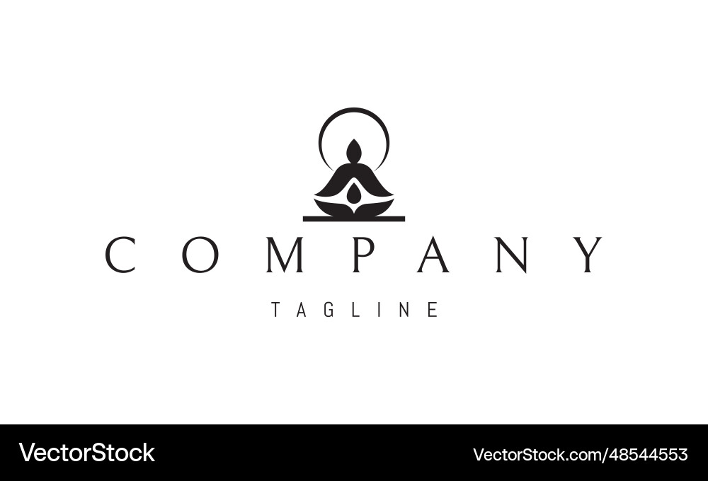 A logo with an abstract image of monk Royalty Free Vector
