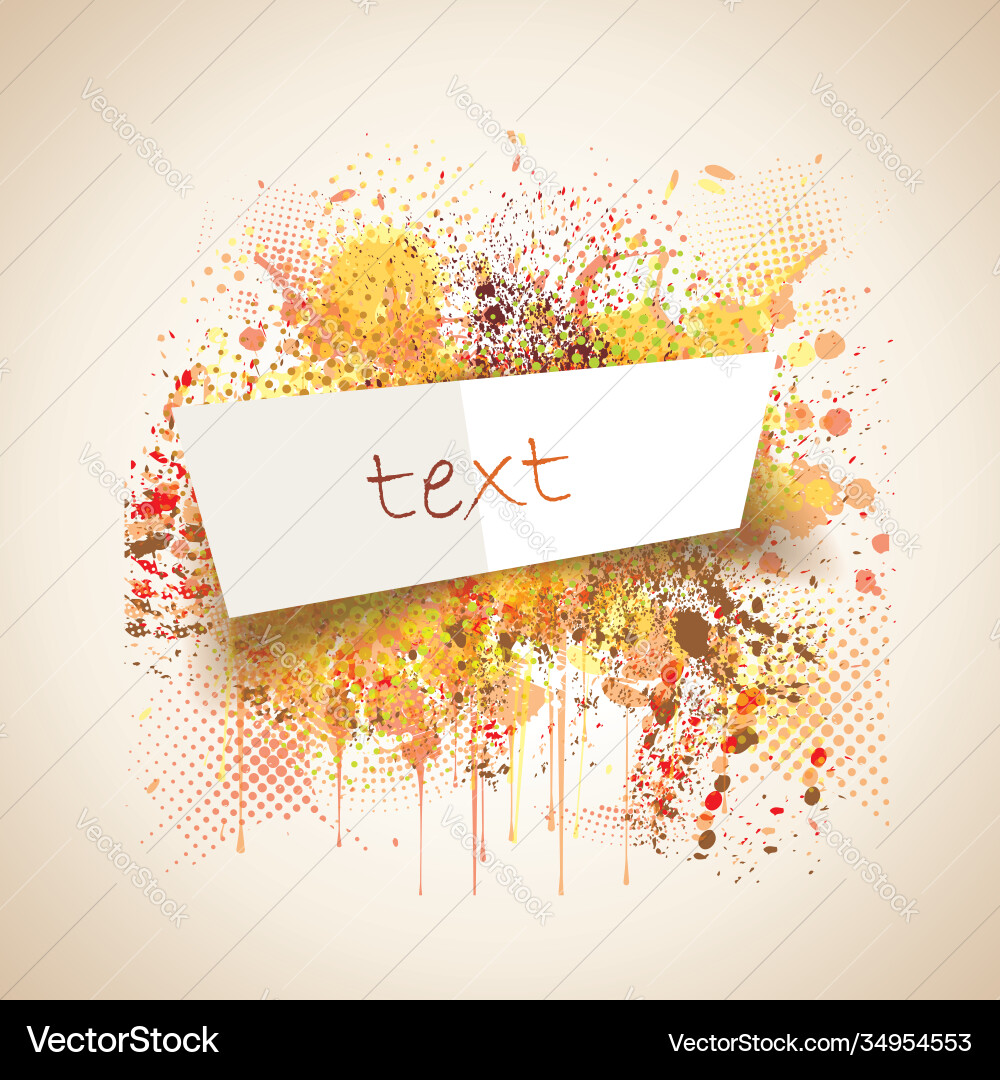 Autumn splash design and folded sticker with place