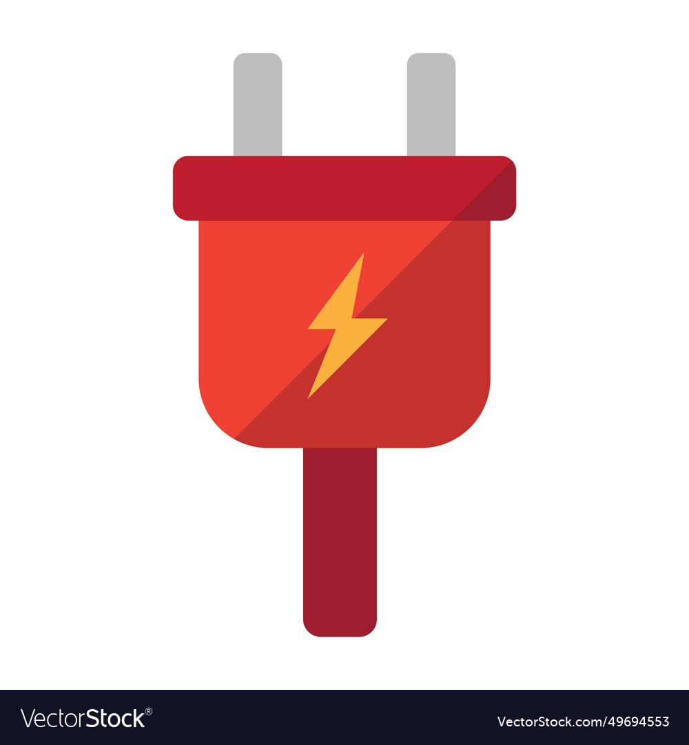 Flat plug on white background Royalty Free Vector Image