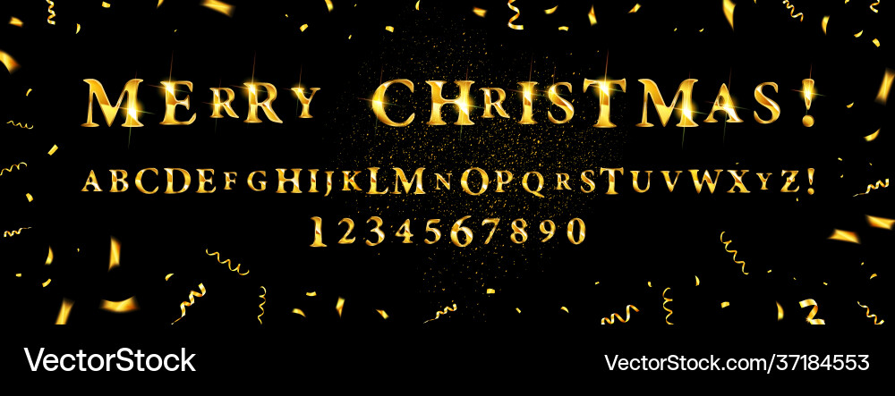 Golden letters and numbers set Royalty Free Vector Image