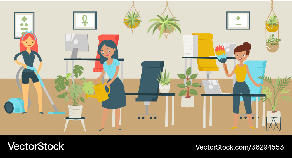 Group character office cleaning services woman Vector Image