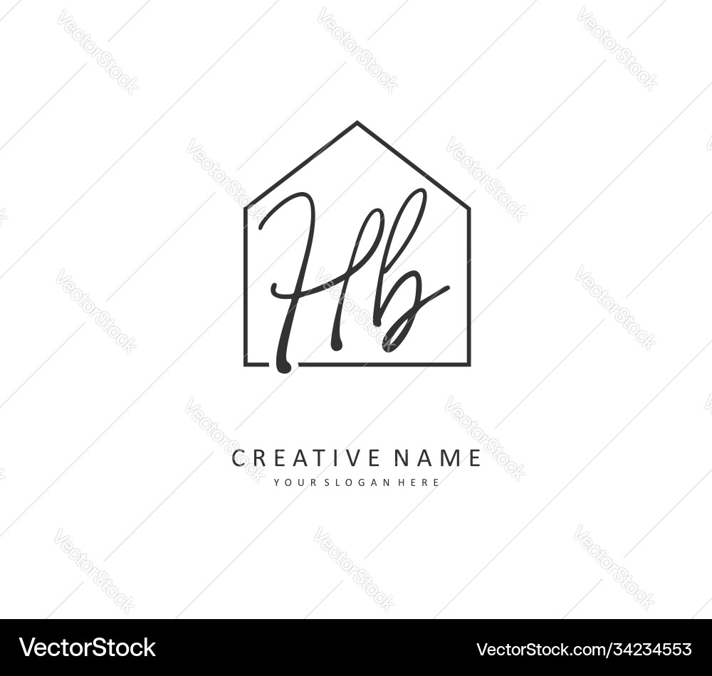 H b hb initial letter handwriting and signature Vector Image