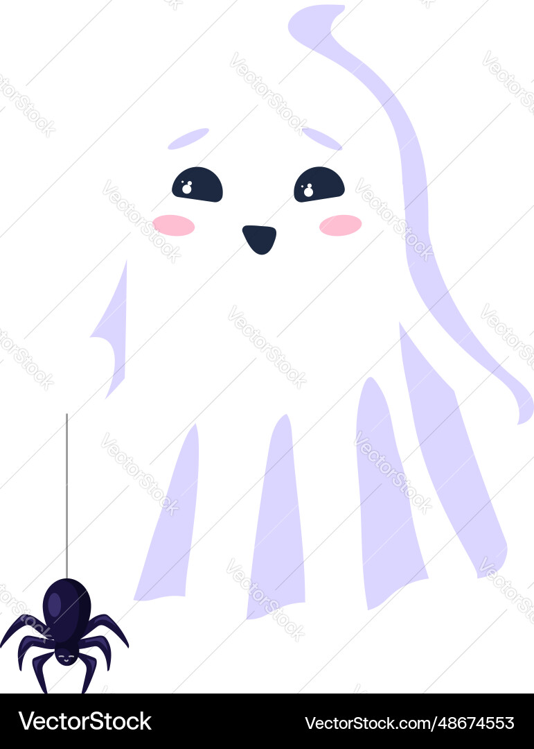 Halloween kawaii ghost clutches a friendly spider Vector Image