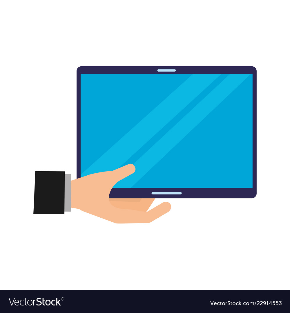 Hand with tablet computer device Royalty Free Vector Image