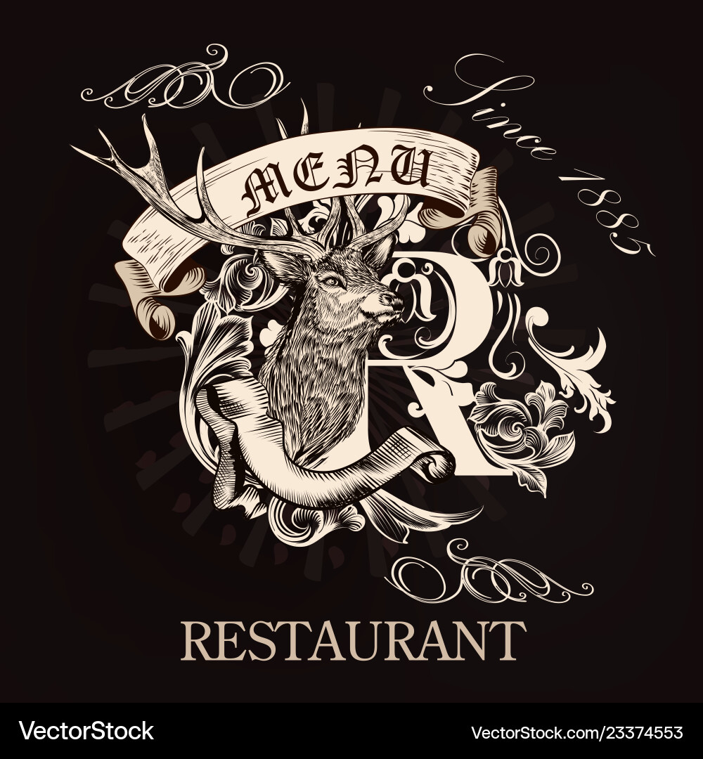 Menu design for restaurant in royal style Vector Image