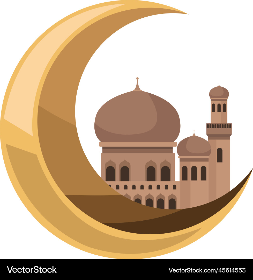 Muslim mosque in crescent moon Royalty Free Vector Image