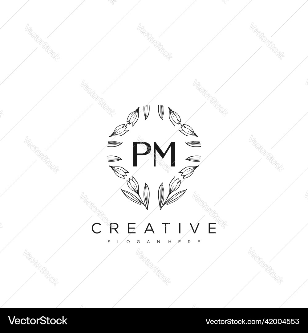 Pm initial letter flower logo template premium art