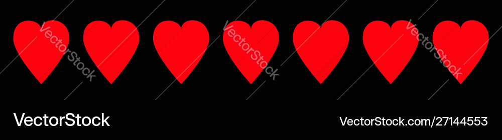 Red heart icon set line border pattern love sign Vector Image