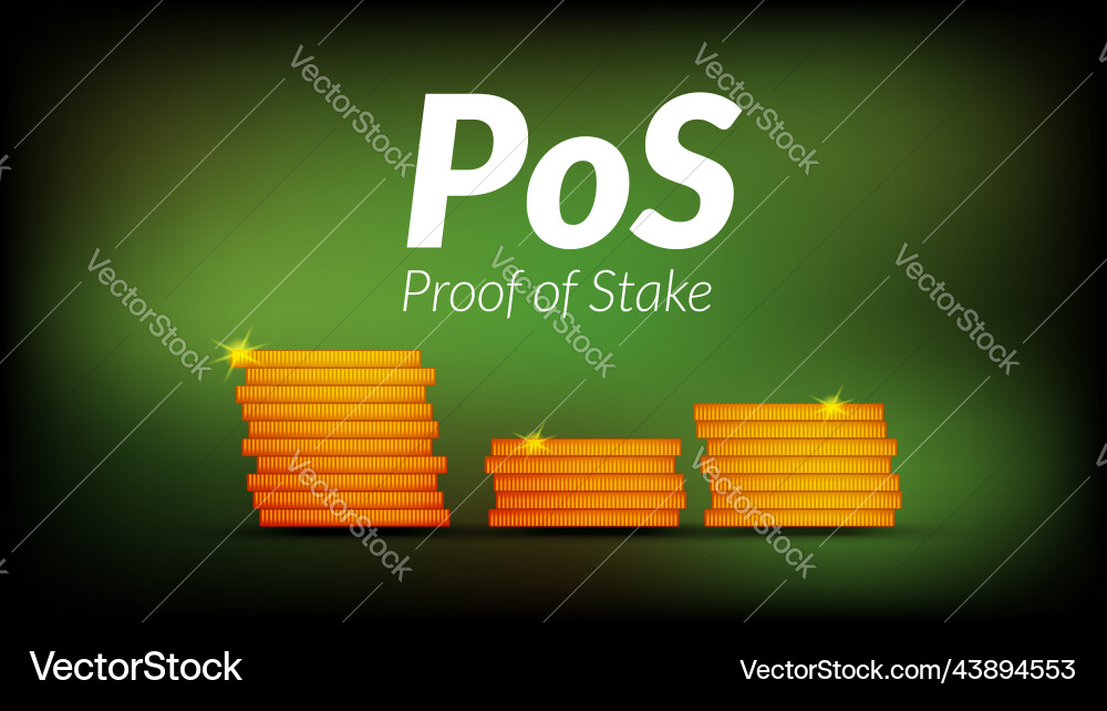 White text pos proof of stake with stacks Vector Image