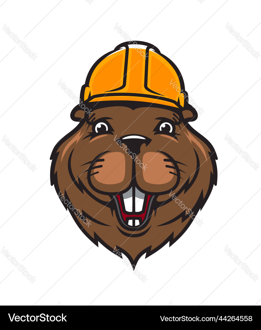 Beaver animal mascot in builder hardhat Royalty Free Vector
