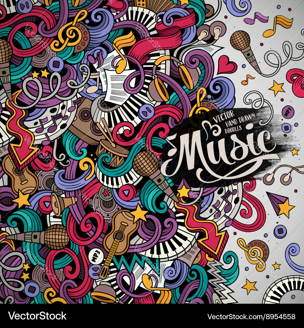 Cartoon hand-drawn doodles musical Royalty Free Vector Image