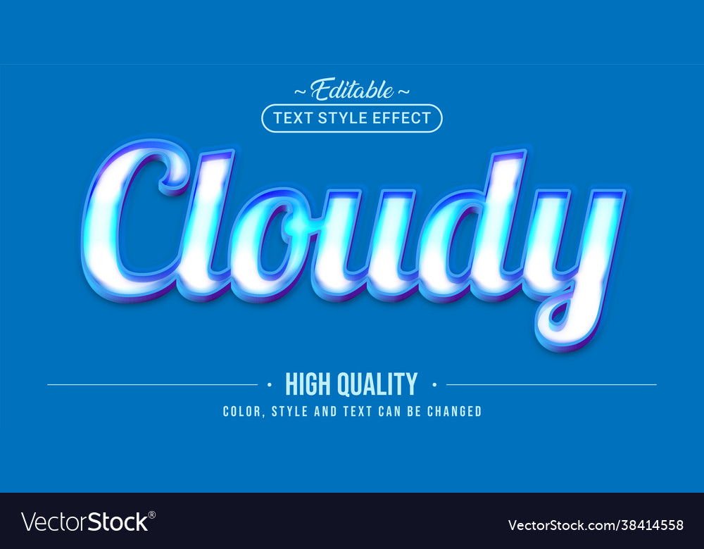 Editable text style effect - cloudy Royalty Free Vector