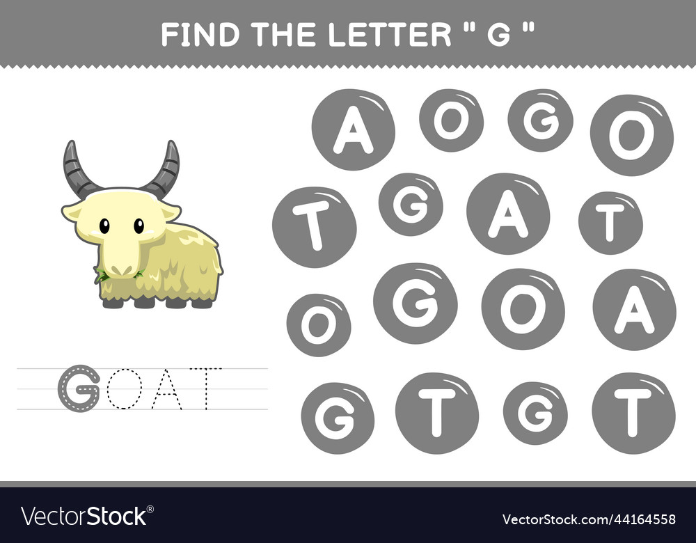 Education game for children find the letter g Vector Image