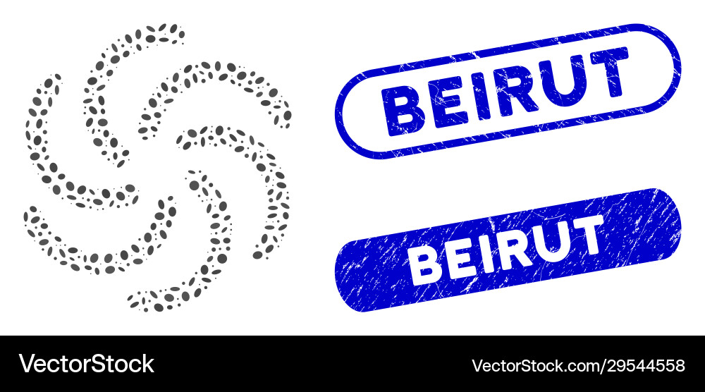 Ellipse collage galaxy with scratched beirut Vector Image