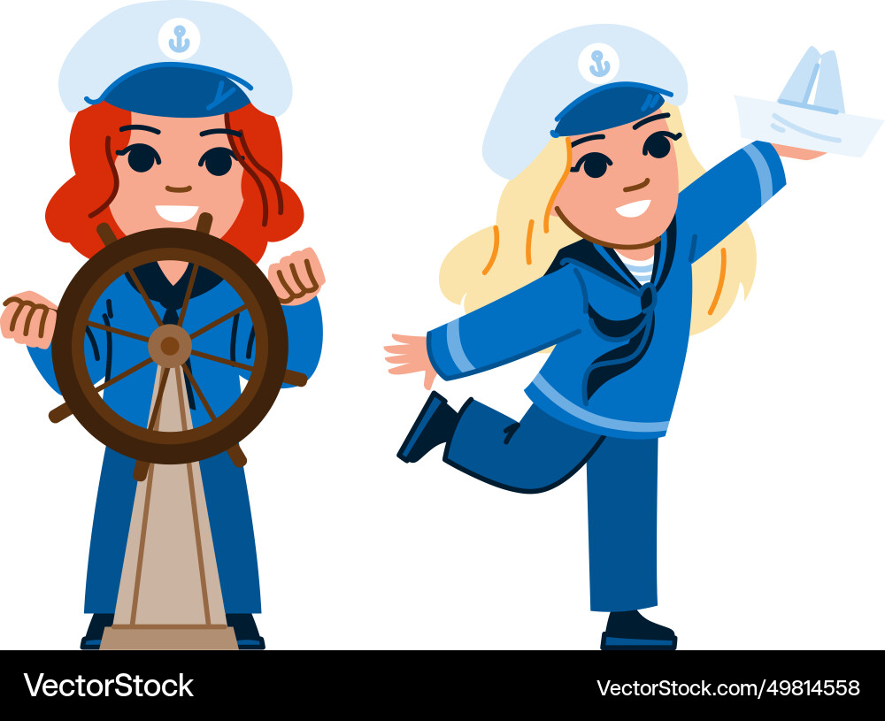 Fun sailor kid girl Royalty Free Vector Image - VectorStock