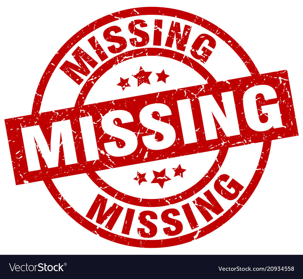 Missing round red grunge stamp Royalty Free Vector Image