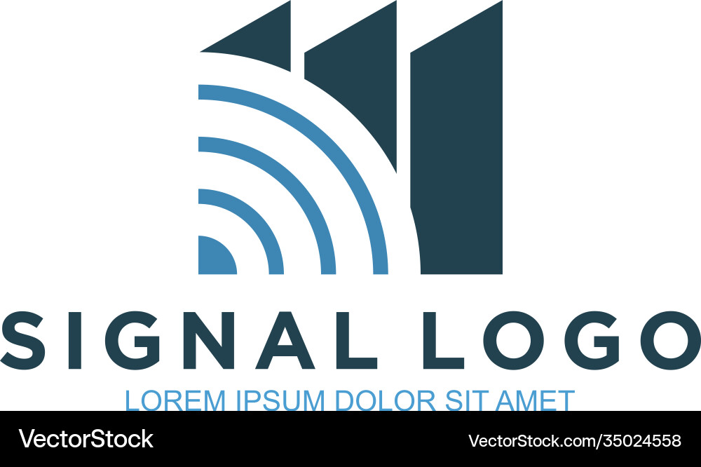 Modern technology logo - wifi signal with building