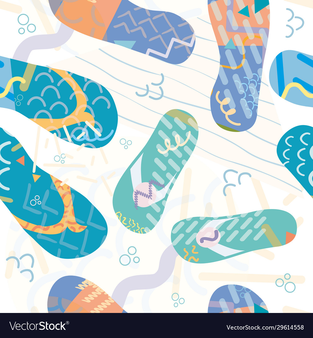 Seamless flip flop shoe pattern background Vector Image