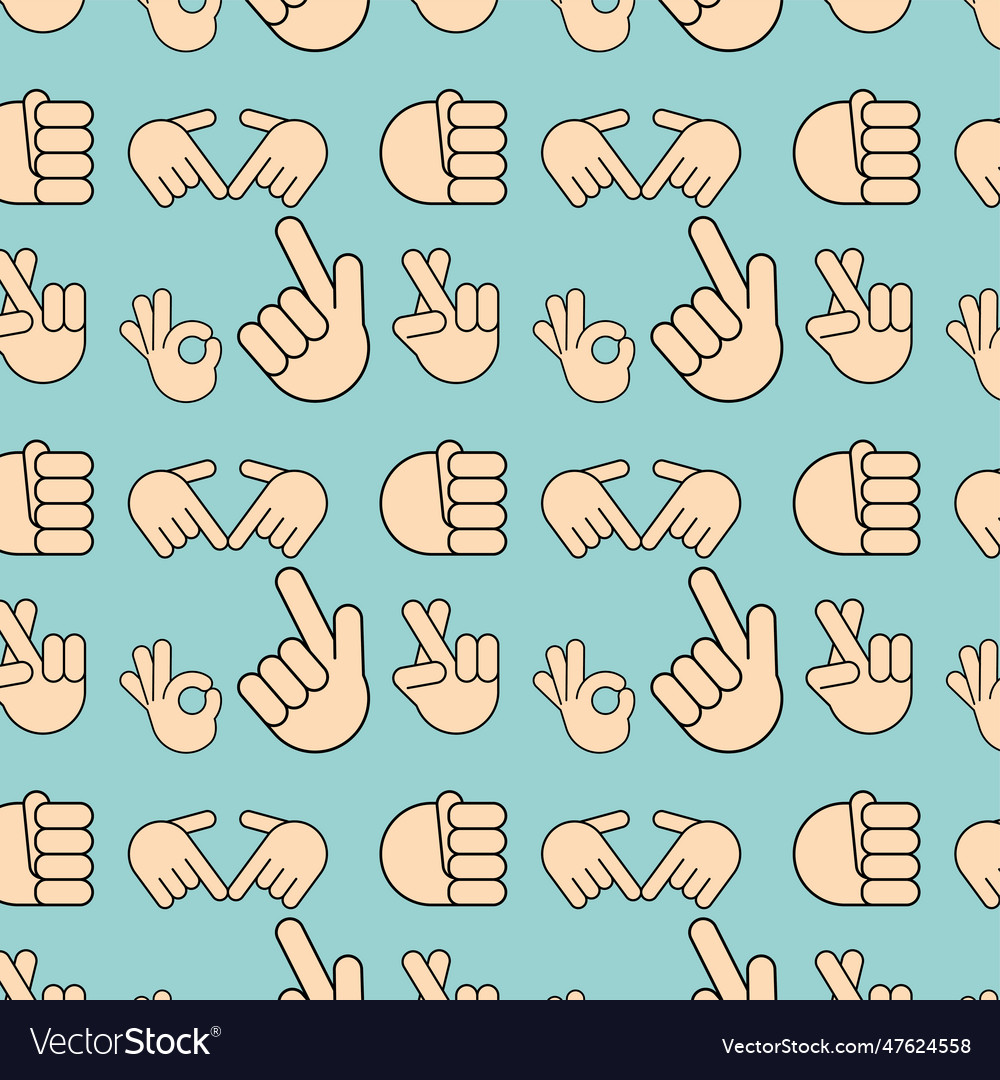 Seamless pattern background with hand gesture Vector Image