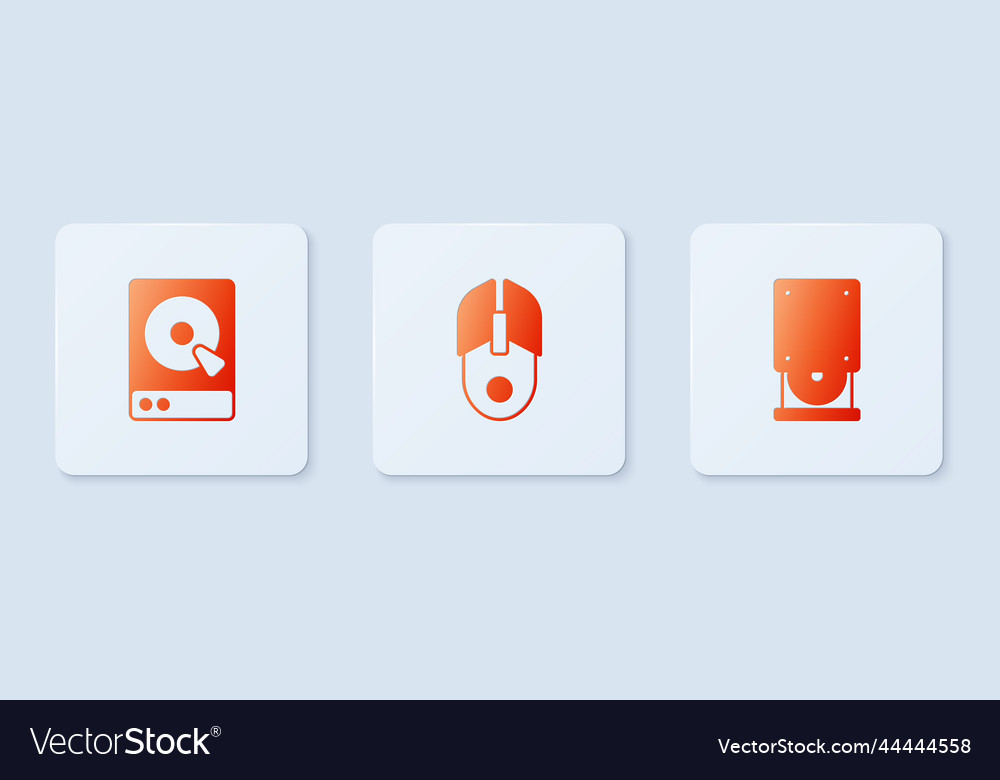 Set Computer Mouse Hard Disk Drive Hdd Royalty Free Vector