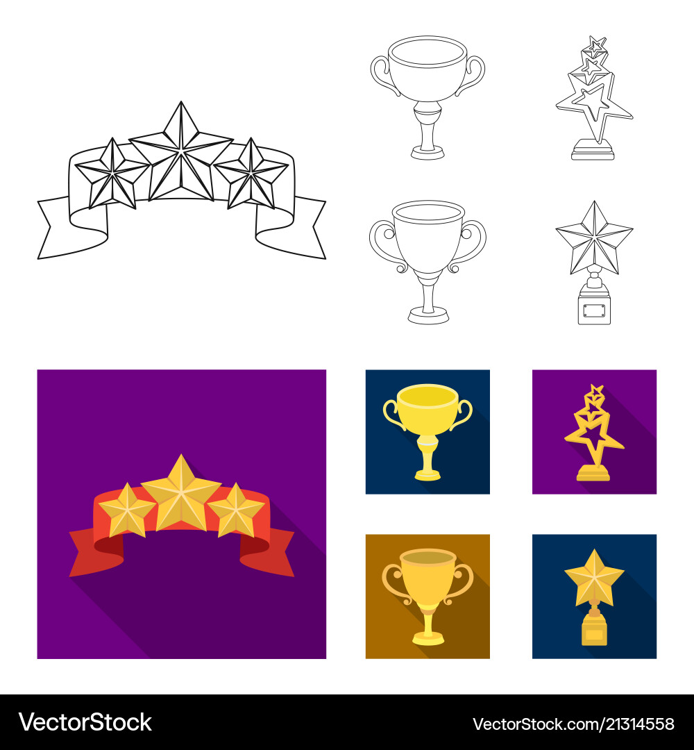 Silver cup for the second place gold stars Vector Image