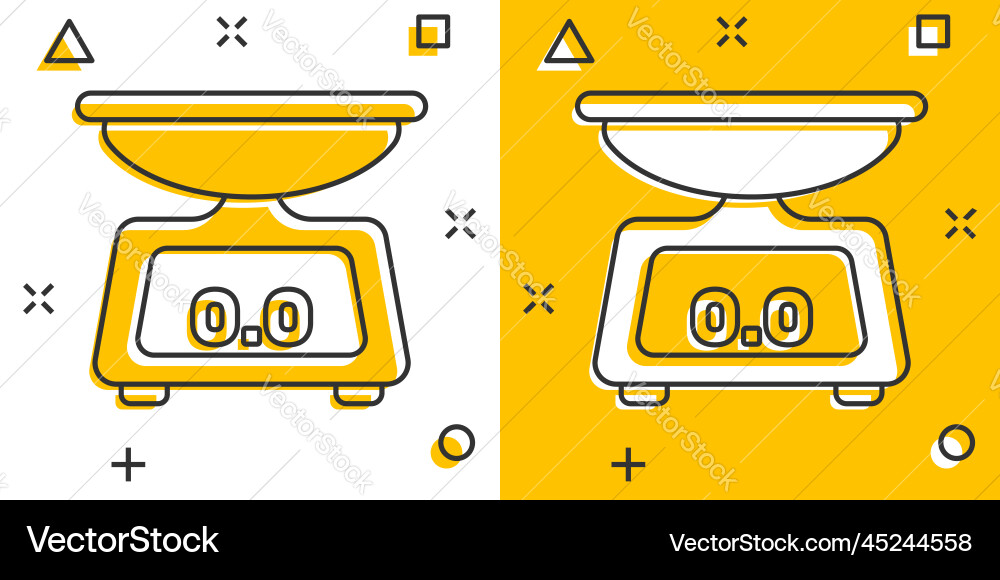 Weight scale icon in comic style mass measurement Vector Image