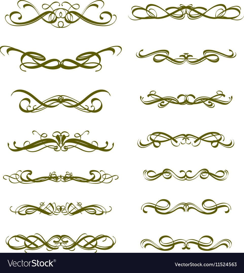 Calligraphic borders frames set element Royalty Free Vector
