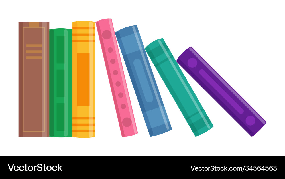 Colorful book row for home library isolated Vector Image