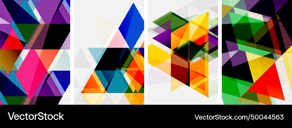 Colorful bright triangles with various colors and Vector Image