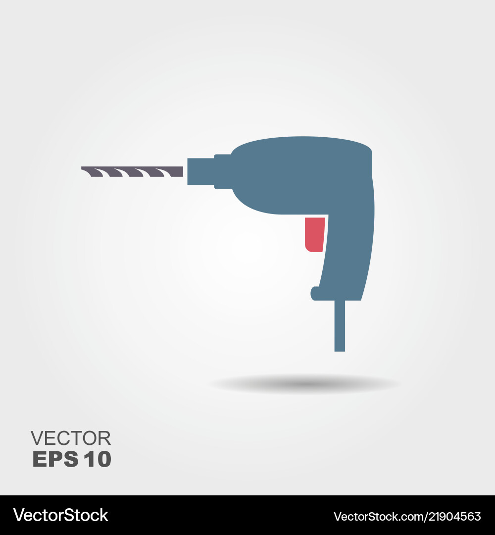 Drill icon in flat style isolated on grey Vector Image