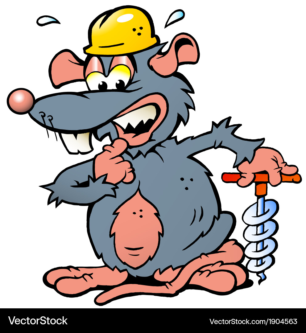 Hand-drawn of an scared rat a holding Royalty Free Vector