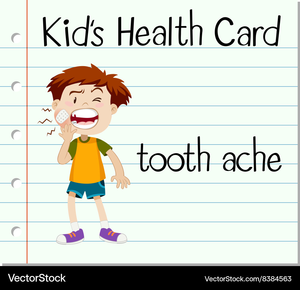 Health card with boy having toothache Royalty Free Vector