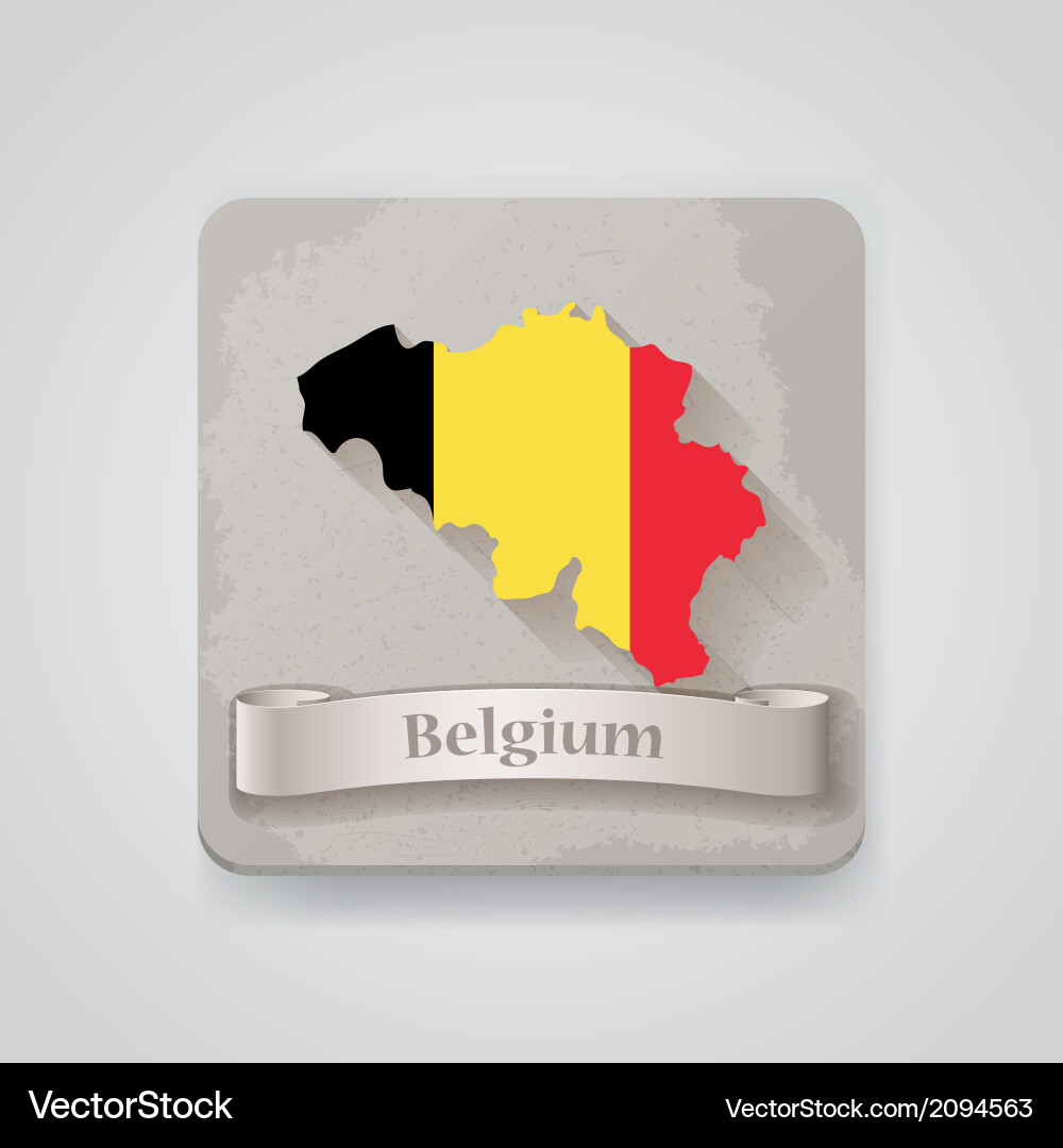 Icon of belgium map with flag Royalty Free Vector Image