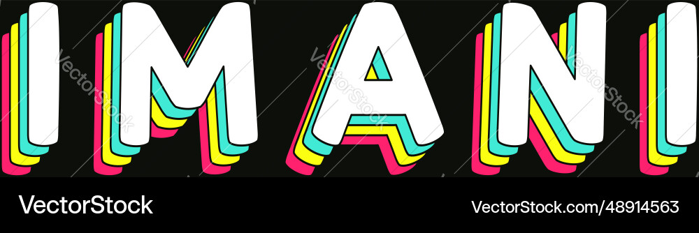 Imani - retro rainbow typography faded style Vector Image