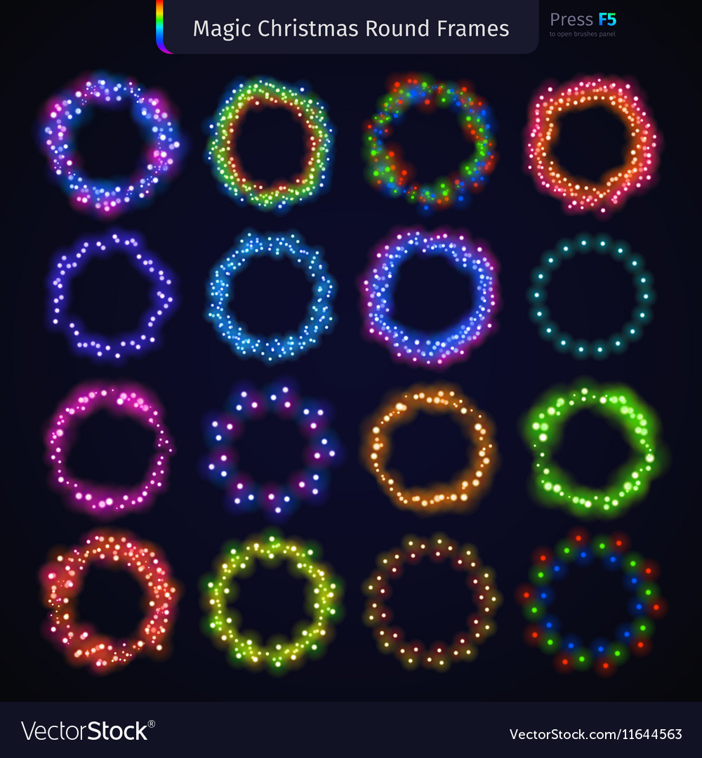 Magic christmas round frames set Royalty Free Vector Image