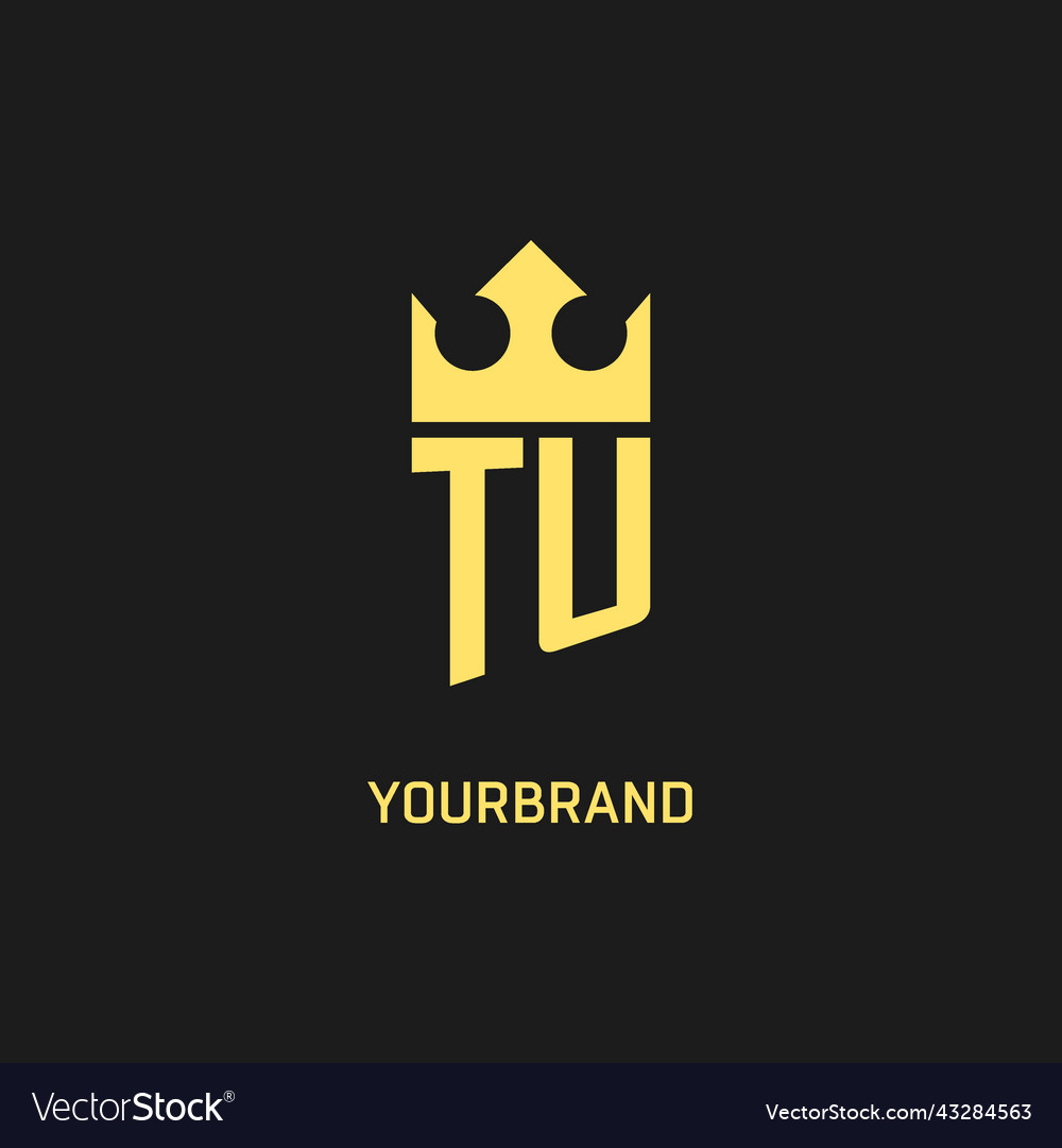 Monogram tu logo shield crown shape elegant Vector Image